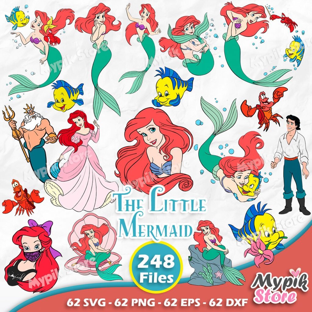 The Little Mermaid Clipart's PNG & SVG - Instant Download